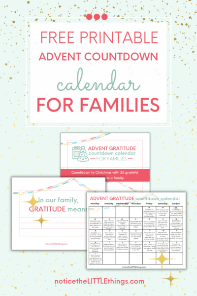 Free Advent Countdown Calendar • notice the LITTLE things