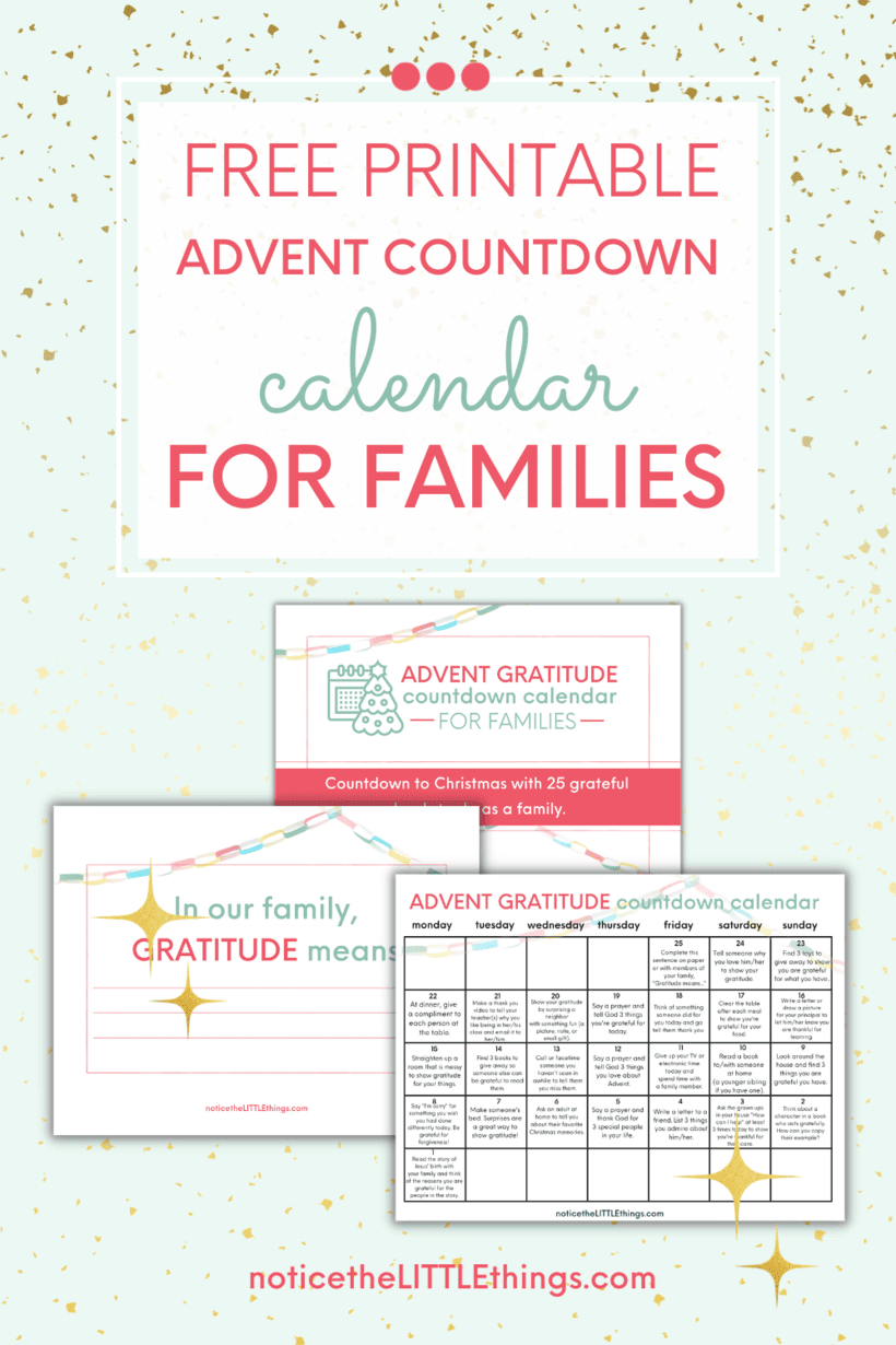 Free Advent Countdown Calendar • notice the LITTLE things